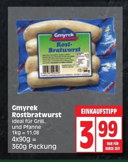 Gmyrek Rostbratwurst 360g Angebot bei Edeka