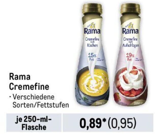 Rama Cremefine 250ml Angebot bei METRO