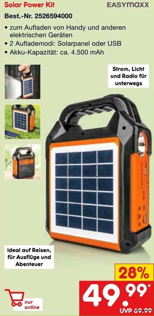 EASYmaxx Solar Power Kit Angebot bei Netto Marken-Discount