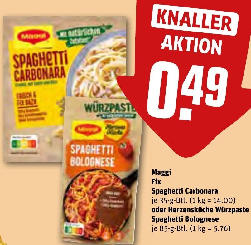 Maggi Fix Spaghetti Carbonara 35-g-Btl. oder Herzensküche Würzpaste ...
