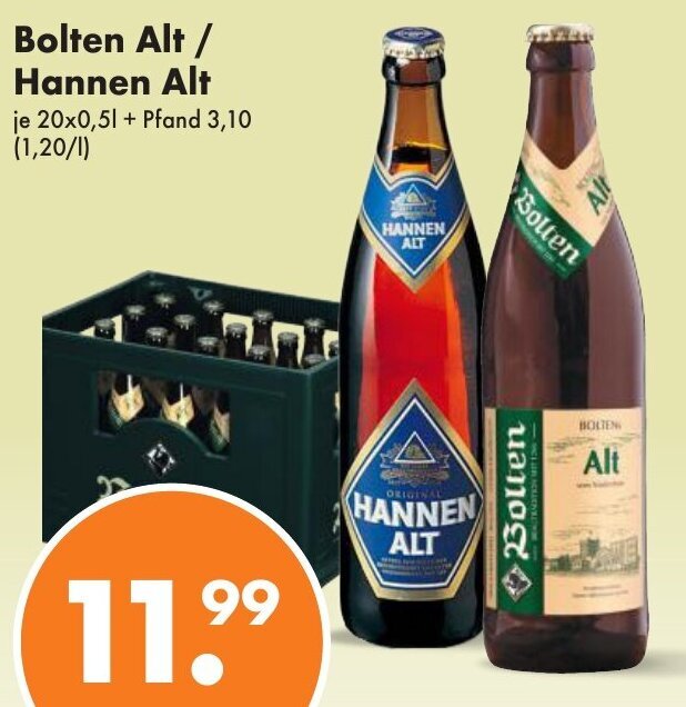 Bolten Alt / Hannen Alt 20x0,5 L Angebot bei Trink und Spare