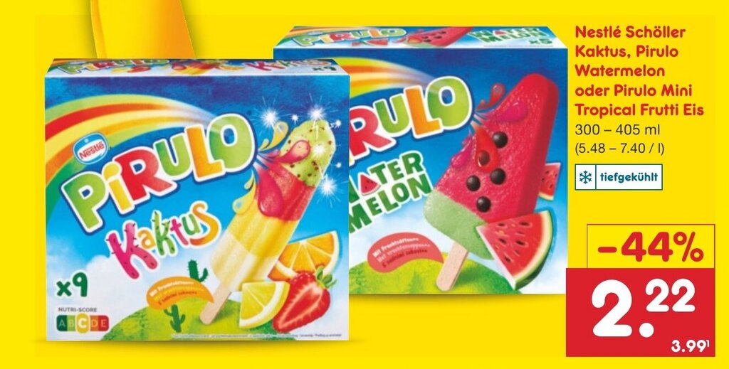 Nestlé Schöller Kaktus, Pirulo Watermelon oder Pirulo Mini Tropical ...