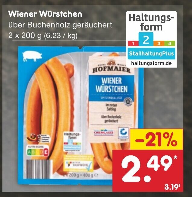 Wiener Würstchen 2*200 g Angebot bei Netto Marken-Discount