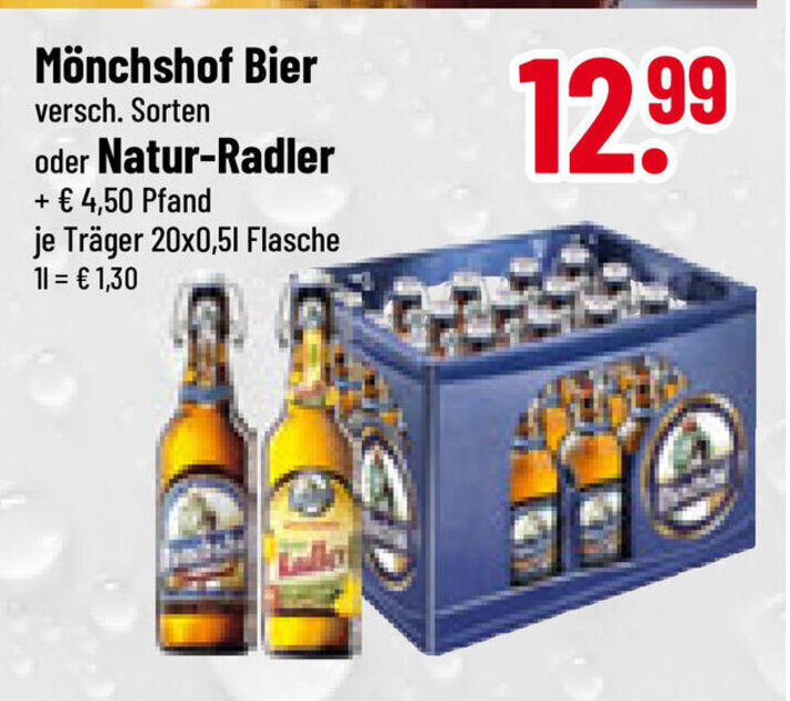 Mönchshof Bier oder Natur-Radler 20 x 0,5 l Flasche Angebot bei trinkgut
