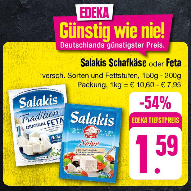 Salakis Tradition ORIGINAL FETA 150g-200 g Packung Angebot bei Edeka