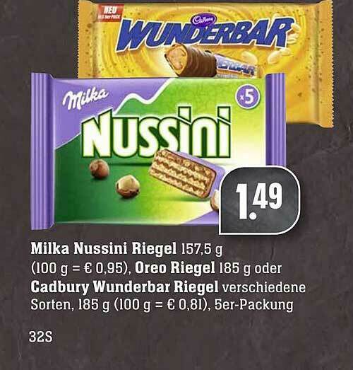 Milka Nussini Riegel Oreo Riegel Oder Cadbury Wunderbar Riegel Angebot ...