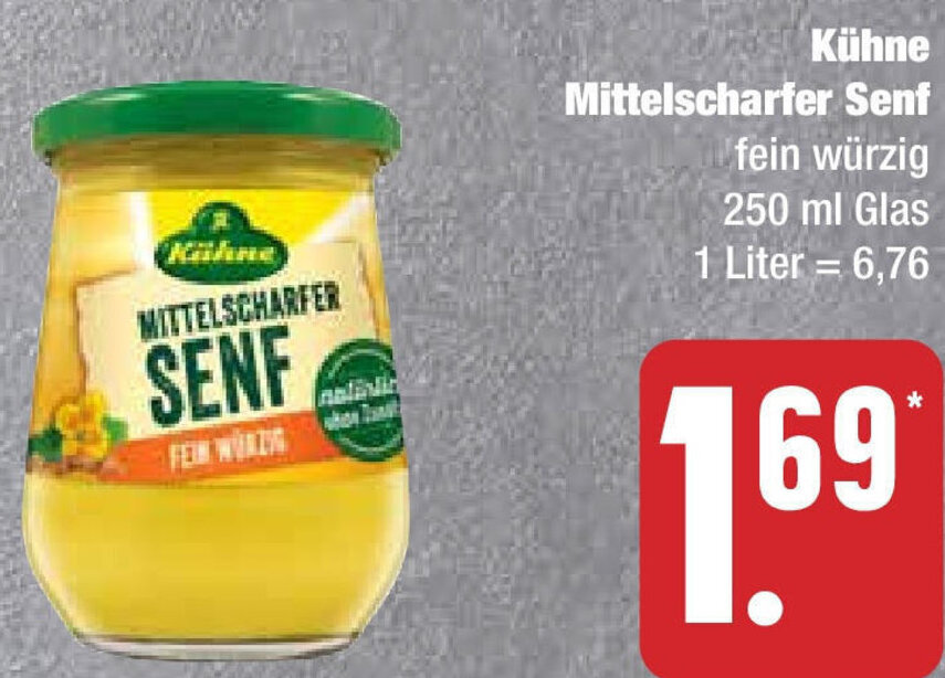Kühne Mittelscharfer Senf 250 ml Glas Angebot bei Edeka