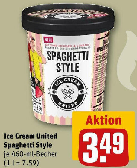 Ice Cream United Spaghetti Style 460-ml-Becher Angebot bei REWE