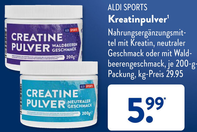 ALDI SPORTS Kreatinpulver 200-g-Packung Angebot bei Aldi Süd