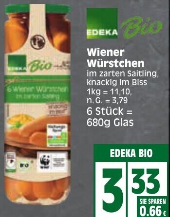 EDEKA BIO Wiener Würstchen 680 g Glas Angebot bei Edeka