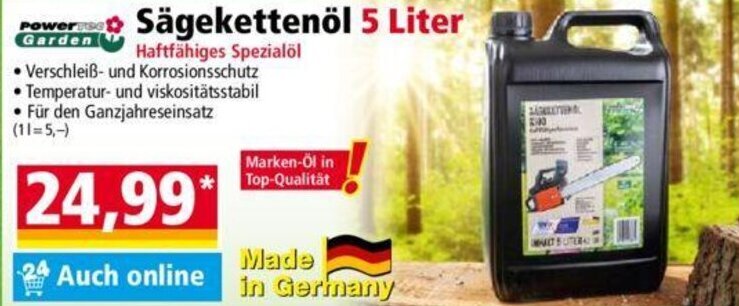 Powertec Garden Sägekettenöl 5 Liter Angebot bei Norma