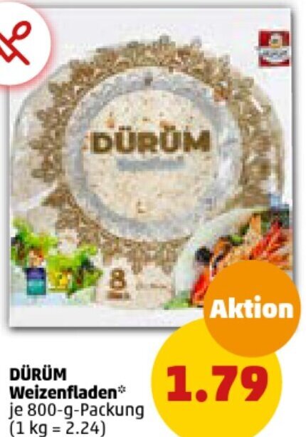 DÜRÜM Weizenfladen 800-g-Packung Angebot bei PENNY