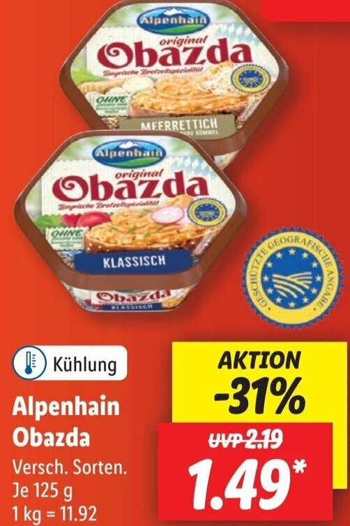 Alpenhain Obazda 125 g Angebot bei Lidl