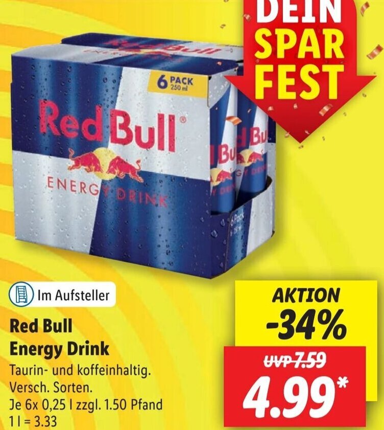 Red Bull Energy Drink 6x0,25 L Angebot bei Lidl