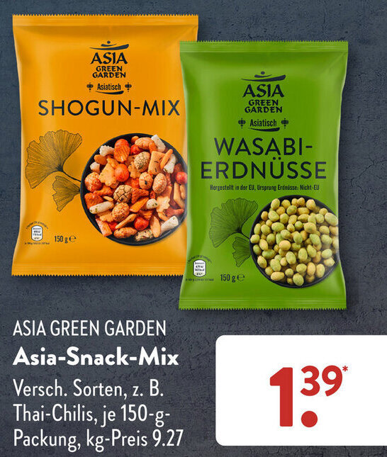 ASIA GREEN GARDEN Asia-Snack-Mix 150 g Packung Angebot bei Aldi Süd