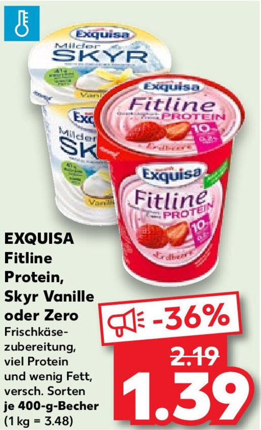 EXQUISA Fitline Protein, Skyr Vanille oder Zero 400-g-Becher Angebot ...