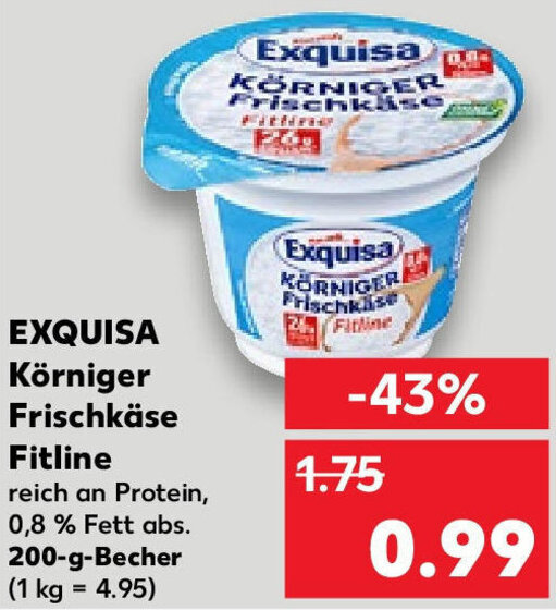 EXQUISA Körniger Frischkäse Fitline 200 g Becher Angebot bei Kaufland