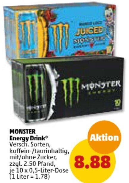 MONSTER Energy Drink 10 x 0,5-Liter-Dose Angebot bei PENNY