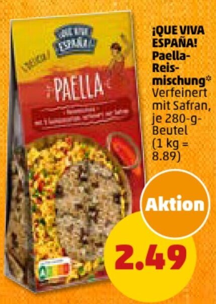 ¡QUE VIVA ESPAÑA! Paella-Reismischung 280-g-Beutel Angebot bei PENNY