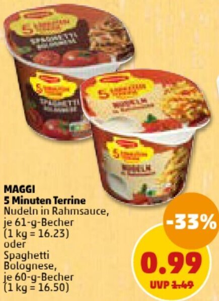MAGGI 5 Minuten Terrine 61/60 g Becher Angebot bei PENNY