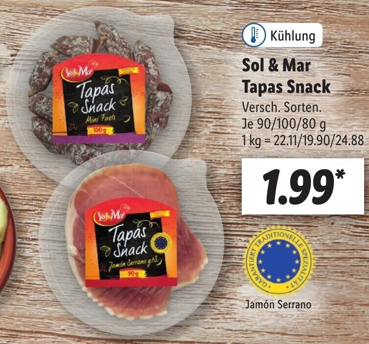 Sol & Mar Tapas Snack 90/100/80 g Angebot bei Lidl