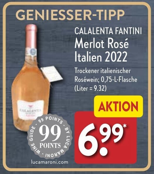 CALALENTA FANTINI Merlot Rosé Italien 2022 Angebot bei Aldi Nord
