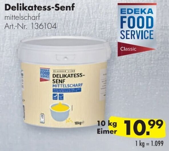 EDEKA FOOD SERVICE Delikatess-Senf 10kg Eimer Angebot bei Handelshof