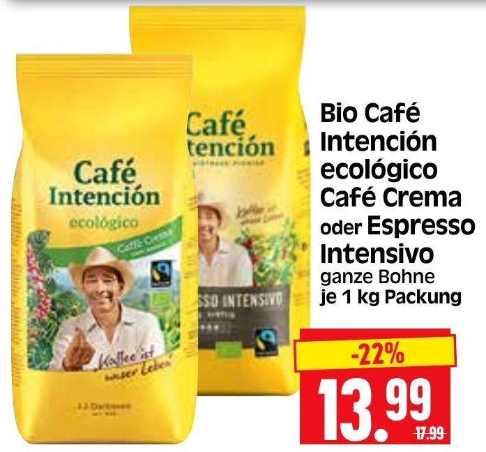 Bio Café Intención ecológico Café Crema oder Espresso Intensivo 1 kg ...