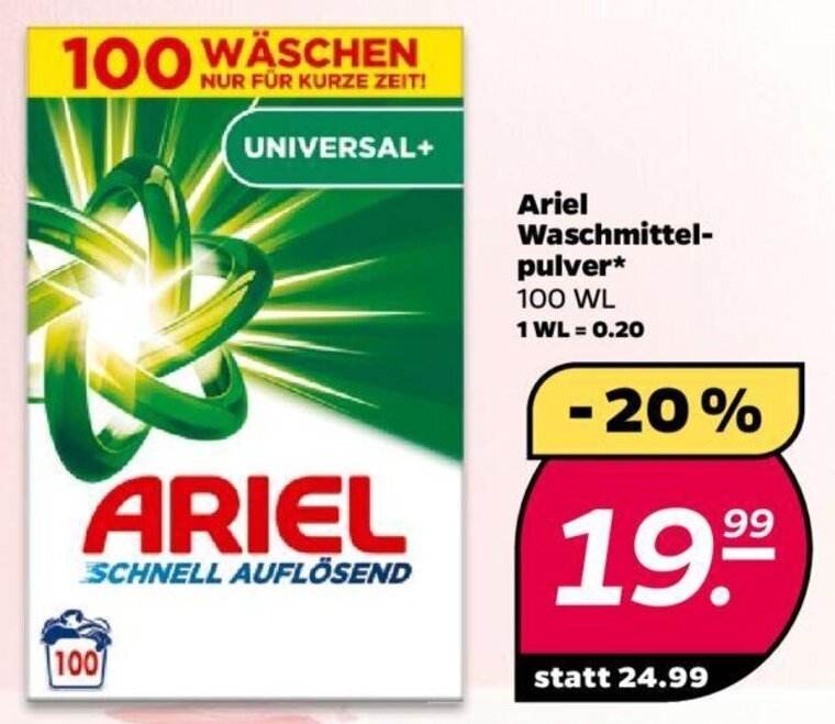 Ariel Waschmittelpulver 100 WL Angebot bei NETTO