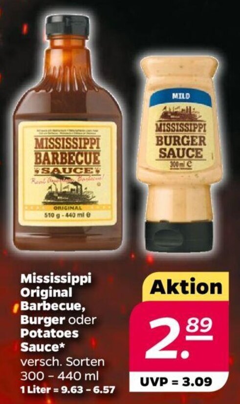 Mississippi Original Barbecue, Burger oder Potatoes Sauce 300-440 ml Angebot bei NETTO