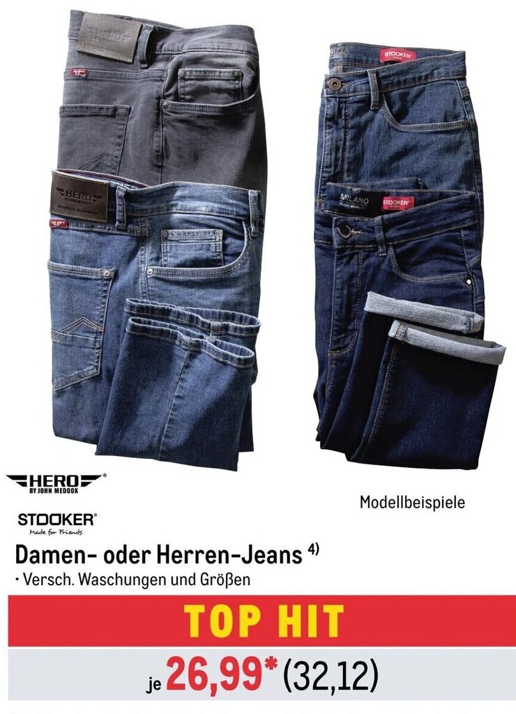 HERO/STOOKER Damen- oder Herren-Jeans Angebot bei METRO
