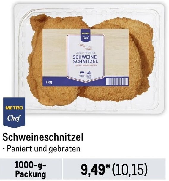 METRO Chef Schweineschnitzel 1000-g-Packung Angebot bei METRO