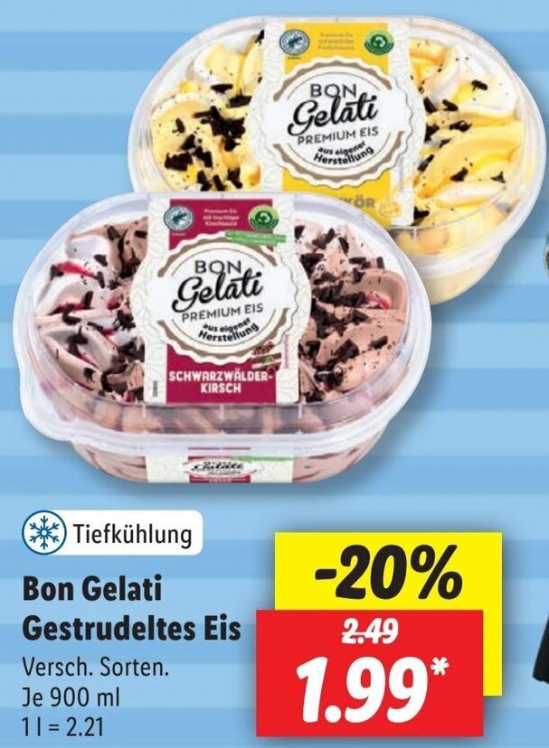Bon Gelati Gestrudeltes Eis 900 ml Angebot bei Lidl