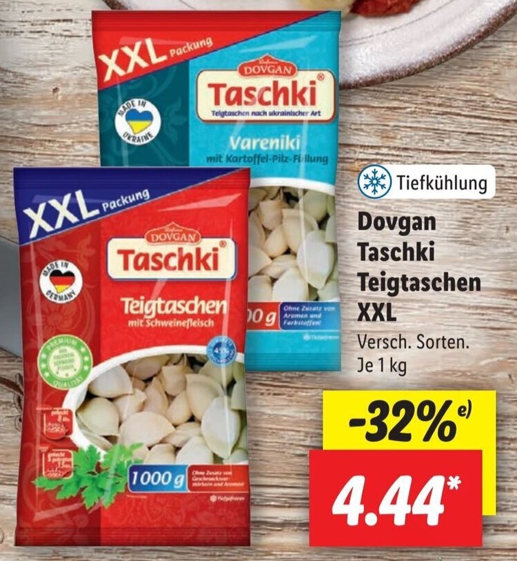 Dovgan Taschki Teigtaschen XXL 1 kg Angebot bei Lidl