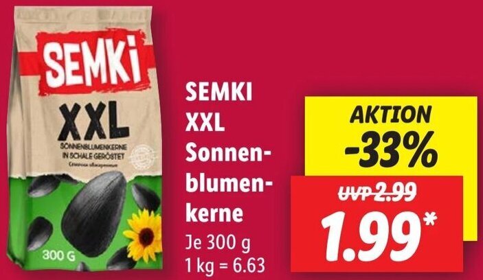 SEMKI Sonnenblumenkerne 300 g Angebot bei Lidl