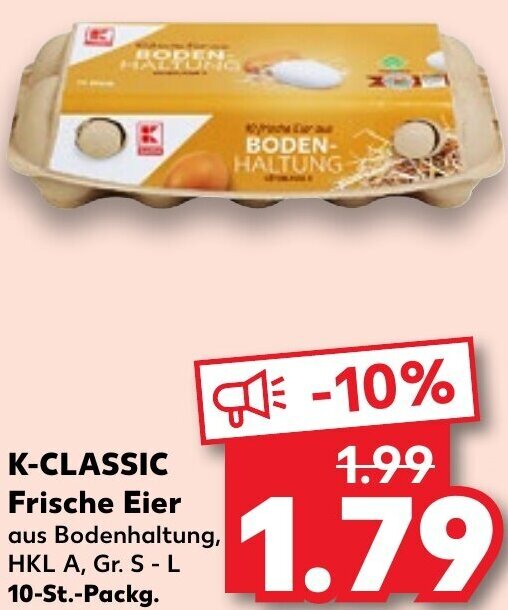 K-CLASSIC Frische Eier 10-St.-Packg. Angebot bei Kaufland