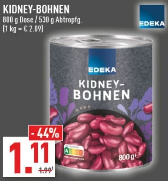 EDEKA KIDNEY-BOHNEN 800 g Dose Angebot bei Marktkauf
