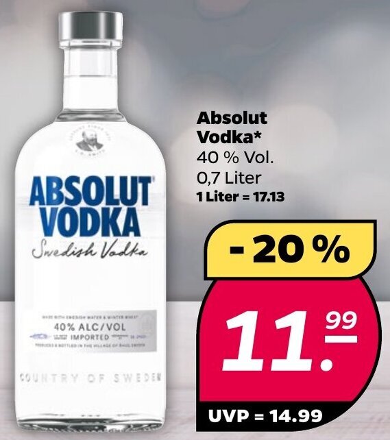 Absolut Vodka* 0,7 Liter Angebot bei NETTO