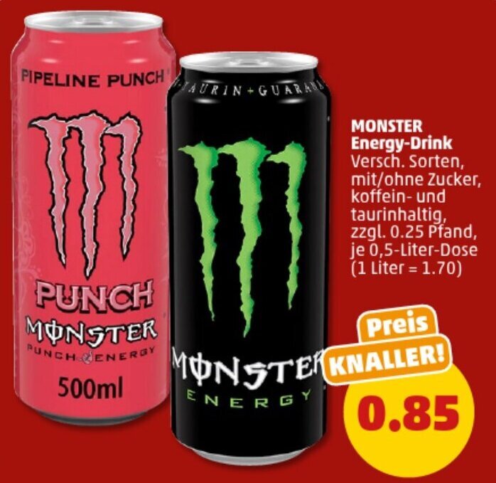 MONSTER Energy-Drink 0,5-Liter-Dose Angebot bei PENNY