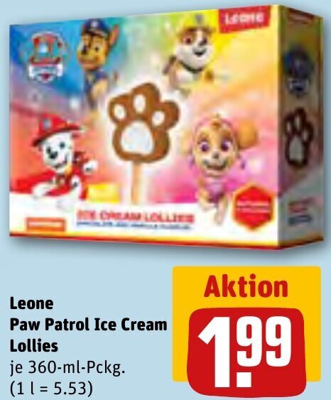Leone Paw Patrol Ice Cream Lollies 360 ml Pckg. Angebot bei REWE