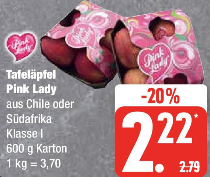 Tafeläpfel Pink Lady 600 g Karton Angebot bei Edeka