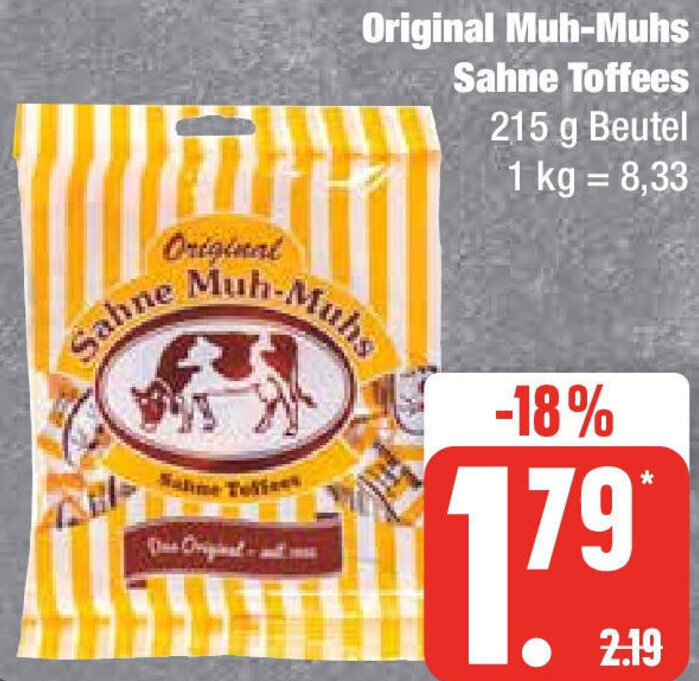 Original Muh-Muhs Sahne Toffees 215 g Beutel Angebot bei Edeka