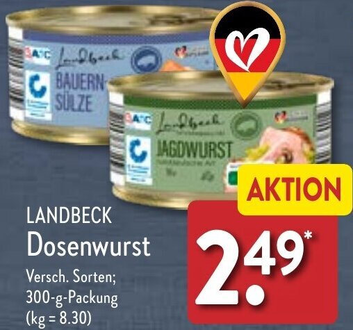 LANDBECK Dosenwurst 300 g Packung Angebot bei Aldi Nord