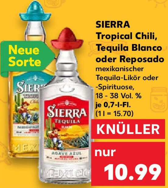 SIERRA Tropical Chili, Tequila Blanco oder Reposado 0,7 L-Fl. Angebot ...