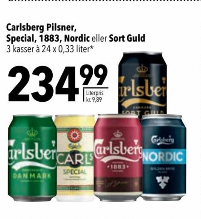 Carlsberg Pilsner, Special, 1883, Nordic eller Sort Guld 3 kasser à 24 ...