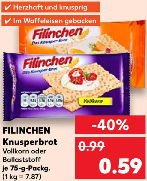 FILINCHEN Knusperbrot 75 g Packg. Angebot bei Kaufland