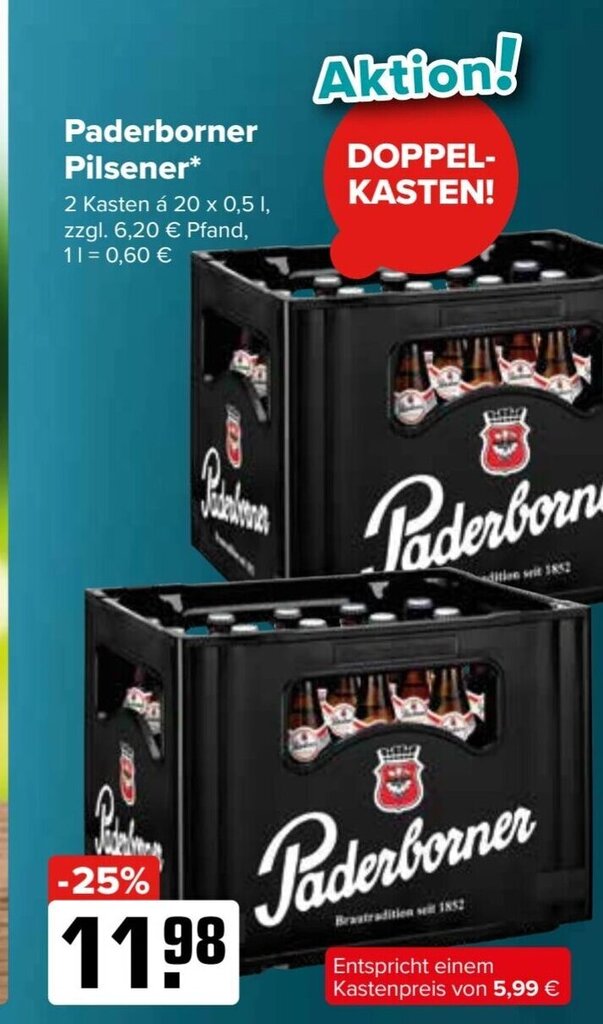 Paderborner Pilsener* 2*20*500ml Angebot bei Logo Getränkemarkt