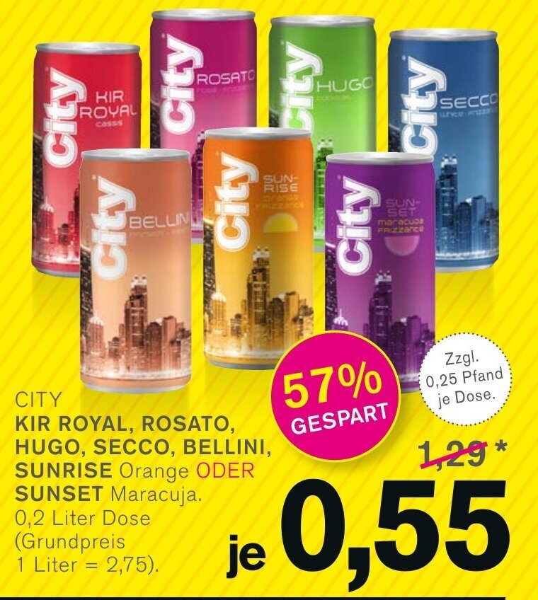 City KIR ROYAL, ROSATO, HUGO, SECCO, BELLINI, SUNRISE Orange ODER ...