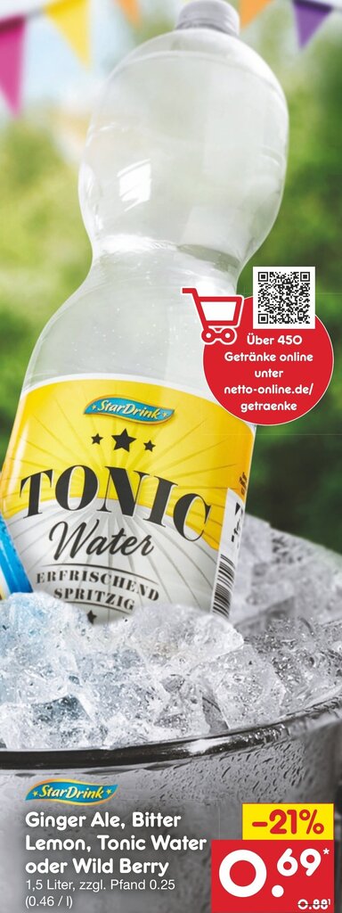 StarDrink Ginger Ale, Bitter Lemon, Tonic Water oder Wild Berry 1,5 ...