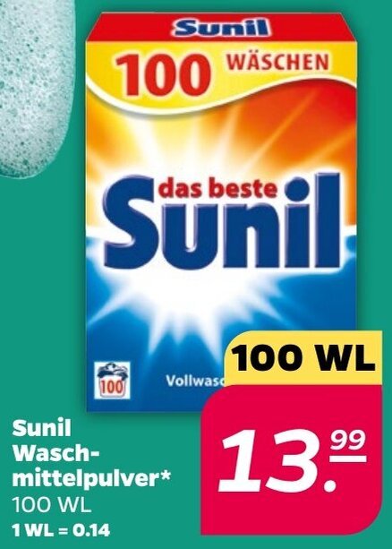 Sunil Waschmittelpulver* 100 WL Angebot bei NETTO